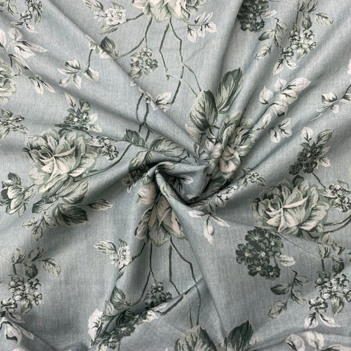 1.5 Meter- Rich Satin gracious green floral print fabric – indiefabstore